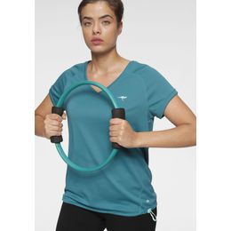 Funktionsshirt Kangaroos, Damen, Gr. 40/42, blau (petrol), Obermaterial: 100% Polyester, figurumspielend h&uuml;ftbedeckend, V-Ausschnitt, Shirts Funktionsshirt, mit Kurzarm, figurumspielende Passform, h&uuml;ftbedeckende L&auml;nge