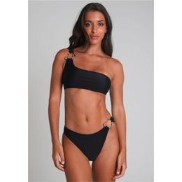 Bikini-Hose MODA MINX "Irregular Hoop", Damen, Gr. L, EURO-Gr&ouml;&szlig;en, schwarz, 82% Polyamid, 18% Elasthan, unifarben, Badehosen Bikini-Hose, mit edlem Schmuckelement