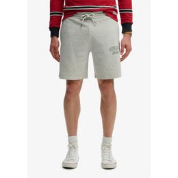 Sweatshorts Superdry "ATH ESS SHORT", Herren, Gr. L, N-Gr, grau (cadet grau marl), Sweatware, Obermaterial: 60% Baumwolle, 40% Polyester, meliert, loose fit kniefrei, Hosen Sweatshorts, aus Baumwolle und Polyester, Loose Fit, mit Tunnelzug, melierte Optik