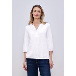 Tunikashirt Street One, Damen, Gr. 40, wei&szlig;, Web, 100% Baumwolle, unifarben, comfort fit normal, Rundhals, elastischer Bund, Shirts, mit 3/4 &Auml;rmeln