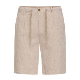 Bermudas Blend "BHMARCO REG WOVENSHORTS", Herren, Gr. L, N-Gr, beige (crockery), Web;Leinenmischung, Obermaterial: 55% Leinen, 45% Baumwolle, Fischgratmuster, gepflegt, Basic kniefrei, Hosen Bermudas, aus Leinen und Baumwolle, Basic Passform, kniefrei