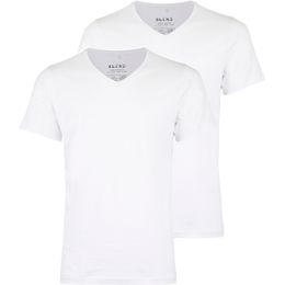 T-Shirt Blend, Jungen, Gr. L, wei&szlig;, Single Jersey, Obermaterial: 95% Baumwolle, 5% Elasthan, unifarben, Basic, schmal normal, V-Ausschnitt, Shirts T-Shirt, klassischer Basic-Look, aus Baumwollmischung, schmale Passform