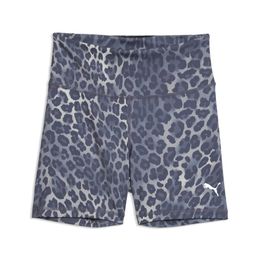 Trainingsshorts Puma "W TAD ESSENTIAL SPOTTED HAZE SHORT TIGHT - HW 5", Damen, Gr. L, N-Gr, inky depths, Interlock, Obermaterial: 85% Polyester, 15% Elasthan, schmal kniefrei, Hosen, f&uuml;r Sportmode, atmungsaktiv, funktional