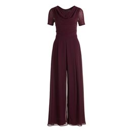 Overall Vera Mont "Damen mit Wasserfallausschnitt", Damen, Gr. 36, Normalgr&ouml;&szlig;en, lila (strong aubergine), Obermaterial: 95% Polyester, 5% Elasthan. Besatz: 100% Polyester. Futter: 100% Polyester, ausgestellt, Wasserfallausschnitt, Overalls Overall