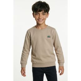 Sweatshirt name it "NMMVALLEN LS NREG SWEAT UNB", Jungen, Gr. 98, beige (sesame print:tractor), Sweatware, Obermaterial: 60% Baumwolle, 40% Polyester, bedruckt, regular fit normal, Rundhals, Rippb&uuml;ndchen, Sweatshirts Sweatshirt, Baumwollmischung, regular fit