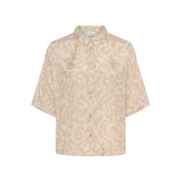 Langarmhemd Kaffe "Langarm - Hemd KAbarton", Damen, Gr. 36, N-Gr, beige (feather gray, chalk lace print), Obermaterial: 50% Viskose CV. 50% Viskose LENZING ECOVERO CV LenzEcov., Hemden