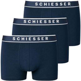 Boxer Schiesser "95/5", Herren, Gr. 7, blau (803, dunkelblau), Single Jersey, Obermaterial: 95% Baumwolle, 5% Elasthan, unifarben mit Farbeinsatz, eng, Unterhosen, mit sportlichem Webgummibund