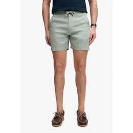 Shorts Superdry "MERCHANT LINEN SHORT", Herren, Gr. L, N-Gr, gr&uuml;n (bay gr&uuml;n), Web, Obermaterial: 100% Leinen, unifarben, relaxed fit ca. Mitte Oberschenkel, Hosen Shorts, aus Leinen, Relaxed Fit, mit Rei&szlig;verschluss