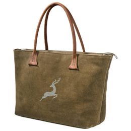Reitmayer Leder-Shopper mit Hirschstick Moos