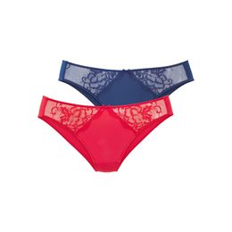 Slip Petite Fleur, Damen, Gr. 32/34, rot, wei&szlig;, marine, Spitze, Obermaterial: 88% Polyamid, 12% Elasthan, Unterhosen Slip, mit floraler Spitze und weichem Microtouch
