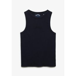 Tanktop Superdry "ESSENTIAL LOGO RACER VEST", Damen, Gr. L, eclipse navy, Jersey, Obermaterial: 100% Baumwolle, unifarben, regular fit normal, Rundhals, Tops Tanktop, aus Baumwolle, Regular Fit, mit Rundhalsausschnitt, &auml;rmelloses Design