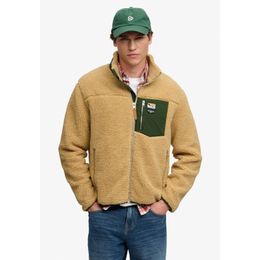Sweatjacke Superdry "MOUNTAIN FULL ZIP FLEECE", Herren, Gr. L, beach sand marl, mount view grn, Fleece, Obermaterial: 100% Polyester, unifarben mit Farbeinsatz, relaxed fit normal, ohne Ausschnitt, eingefasste Kante, Sweatjacken Sweatjacke, Relaxed Fit, mit Rei&szlig;verschluss, aus Fleece