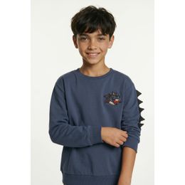 Sweatshirt name it "NMMKETIL LS NREG SWEAT UNB", Jungen, Gr. 104, blau (vintage indigo), Sweatware, Obermaterial: 95% Baumwolle, 5% Elasthan, gemustert, regular fit normal, Rundhals, Rippb&uuml;ndchen, Sweatshirts Sweatshirt, Baumwollmischung, regular fit