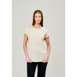Rundhalsshirt Bench. "LYRAE", Damen, Gr. 36, grau (chalk), Jersey, Obermaterial: 100% Baumwolle, unifarben, Rundhals, Shirts Rundhalsshirt, aus Baumwolle, bequeme Passform, mit Rundhalsausschnitt