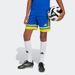 Trainingsshorts adidas Performance "SQUA25 SHO Y", Jungen, Gr. 128, N-Gr, gelb (royal blau, team gelb,), Obermaterial: 100% Polyester, Hosen, f&uuml;r Kinder, mit Gummizug, kurze Hose