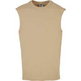 T-Shirt Urban Classics "Urban Classics Herren Open Edge Sleeveless Tee", Jungen, Gr. M, beige (unionbeige), 100% Baumwolle, unifarben, loose fit, Rundhals, Shirts T-Shirt