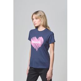 Rundhalsshirt Bench. "MIAO", Damen, Gr. 36, blau (navy), Jersey, Obermaterial: 100% Baumwolle, bedruckt, normal, Rundhals, Shirts Rundhalsshirt, aus Baumwolle, normale Passform, mit Druck, Kurzarm