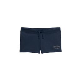 Shorts Superdry "ATH ESS JERSEY SCRIPT SHORT", Damen, Gr. L, N-Gr, navy, Jersey, Obermaterial: 100% Baumwolle, meliert, slim fit ca. Mitte Oberschenkel, Hosen Shorts, mit Baumwolle und Jersey, Slim Fit, melierte Optik