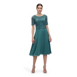 Cocktailkleid Vera Mont "Damen mit Spitze", Damen, Gr. 36, Normalgr&ouml;&szlig;en, gr&uuml;n (schwarz emerald), Obermaterial: 100% Polyester. Futter: 100% Polyester, ausgestellt kurz, Rundhals, Kleider, Spitze