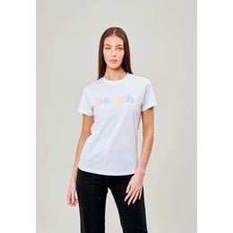 Rundhalsshirt Bench. "ELIO", Damen, Gr. 42, wei&szlig;, Jersey, Obermaterial: 100% Baumwolle, bedruckt, Rundhals, Shirts Rundhalsshirt, normale Passform, aus Baumwolle, mit Rundhalsausschnitt, pflegeleicht