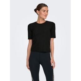Trainingsshirt Only Play "ONPSEREN ON 2/4 REG RIB TEE NOOS", Damen, Gr. XS, schwarz, Single Jersey, Obermaterial: 65% Polyester, 30% Viskose, 5% Elasthan, unifarben, regular fit normal, Rundhals, Shirts, Regular Fit, mit Rundhalsausschnitt, Kurzarm, elastisch, pflegeleicht