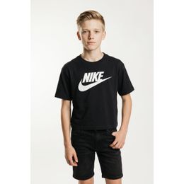 T-Shirt Nike Sportswear "NKG HBR CLUB BOXY TEE", M&auml;dchen, Gr. 4, schwarz, Jersey, Obermaterial: 60% Baumwolle, 40% Polyester, normal, Rundhals, Shirts T-Shirt