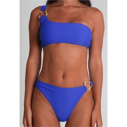 Bikini-Hose MODA MINX "Irregular Hoop", Damen, Gr. M, EURO-Gr&ouml;&szlig;en, blau, 82% Polyamid, 18% Elasthan, unifarben, Badehosen Bikini-Hose, mit edlem Schmuckelement