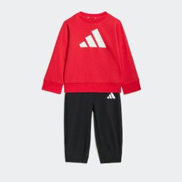 Trainingsanzug adidas Sportswear "ESSENTIALS KIDS", M&auml;dchen, Gr. 104, pure ruby, wei&szlig;, Obermaterial: 70% Baumwolle, 30% Polyester, Sportanz&uuml;ge Trainingsanzug