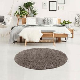 Hochflor-Teppich Carpet City "Pulpy 100" Gr. 41, grau, H:30mm &Oslash;:120cm, Kunstfaser, Teppiche, Fransenteppich, besonders weich, mit Fransen, Uni Farben