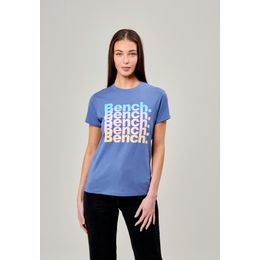 Rundhalsshirt Bench. "TRIXE", Damen, Gr. 36, blau (dusky blau), Jersey, Obermaterial: 100% Baumwolle, bedruckt, normal, Rundhals, Shirts Rundhalsshirt, normale Passform, bedruckte Optik, mit Druck, pflegeleicht