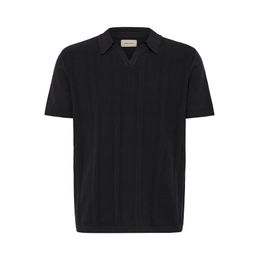 Polokragenpullover Blend "BHBARON SPLIT POLO PPNOOS", Herren, Gr. XXL, schwarz beauty, Strick, Obermaterial: 100% Baumwolle, unifarben, regular fit normal, V-Ausschnitt, Pullover, aus Baumwolle, Regular Fit, unifarben, Kurzarm, mit V-Ausschnitt