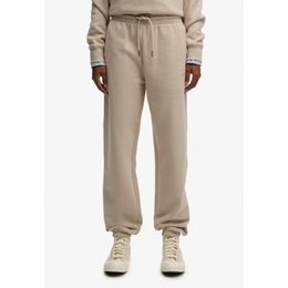 Sweathose Superdry "Essential Logo Jogger Hb", Damen, Gr. M, N-Gr, feather grau, Jersey, Obermaterial: 100% Baumwolle, unifarben, Hosen Sweathose, lockere Passform, aus Baumwolle, mit Kordel und Gummizug