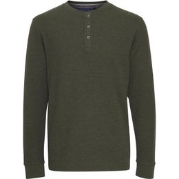 Langarmshirt Blend "BHNOBLE", Herren, Gr. L, gr&uuml;n, Single Jersey, Obermaterial: 60% Baumwolle, 40% Polyester, washed, normal normal, Rundhals, Shirts Langarmshirt, aus Baumwollmischung, normale Passform, mit Rundhalsausschnitt