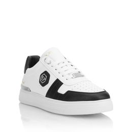 Sneaker Philipp Plein "Cocco Crocco Gepr&auml;gt", Herren, Gr. 36, Normalschaft, schwarz-wei&szlig; (0102, wei&szlig;, schwarz), Schuhe Sneaker