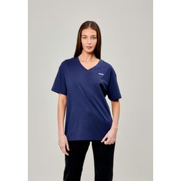 V-Shirt Bench. "HAIZEL", Damen, Gr. 36, blau (navy), Jersey, Obermaterial: 100% Baumwolle, bedruckt, V-Ausschnitt, Shirts, gerader Schnitt, Kurzarm, mit V-Ausschnitt, bedruckte Optik