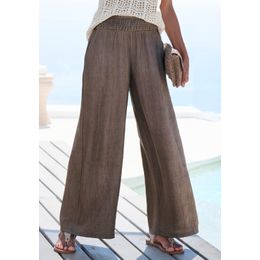 Schlupfhose Lascana "aus leichter Webware", Damen, Gr. 34, N-Gr, braun, Cr&ecirc;pe, Obermaterial: 65% Viskose, 35% Polyester, unifarben, figurumspielend lang, Hosen Schlupfhose, luftig-leichte Sommerhose, Strandhose