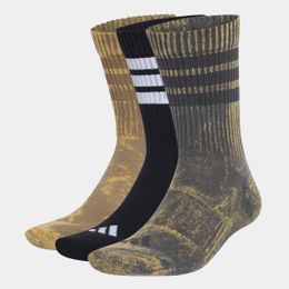 Funktionssocken adidas Performance "STONEWASH CREW, 3 PAAR", Damen, Gr. L (43/45), grau six, khaki six, schwarz, wei&szlig;, Obermaterial: 50% Baumwolle, 47% Polyester, 2% Elasthan, 1% Polyamid, Socken, f&uuml;r Laufen, sportlicher Stil, mit klassischen 3-Streifen am B&uuml;ndchen