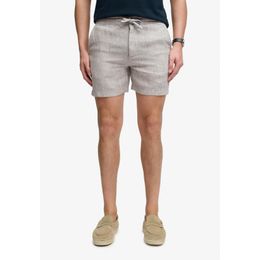 Shorts Superdry "MERCHANT LINEN SHORT", Herren, Gr. L, N-Gr, beige (ash grau chambray), Web, Obermaterial: 100% Leinen, unifarben, relaxed fit ca. Mitte Oberschenkel, Hosen Shorts, aus Leinen, Relaxed Fit, mit Rei&szlig;verschluss