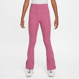Trainingstights Nike "G NK DF ONE TGHT FLARE", Jungen, Gr. L (152/158), N-Gr, peony, wei&szlig;, Obermaterial: 80% Polyester, 20% Elasthan, Hosen, sportlicher Stil