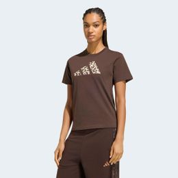 T-Shirt adidas Sportswear "GRAPHIC MIT ANIMALPRINT", Damen, Gr. L, braun (schwarz braun), Obermaterial: 100% Baumwolle, normal, Rundhals, Shirts T-Shirt
