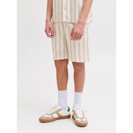 Jack & Jones Shorts JACK & JONES JUNIOR "JPSTJAIDEN COBA STRIPE JOG SHORT M JNR", M&auml;dchen, Gr. 152, N-Gr, antique wei&szlig;, Web, Obermaterial: 100% Baumwolle, gestreift, regular fit knielang, Hosen Shorts