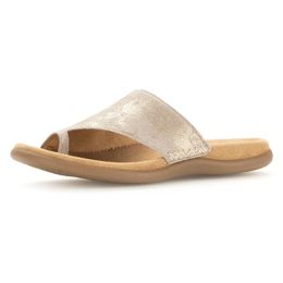 Dianette Gabor, Damen, Gr. 41, gold (goldfarben), Ziegenveloursleder, metallic, Schuhe Dianette, Keilabsatz, Sommerschuh, Bequemschuh mit Zehenring