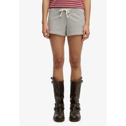 Shorts Superdry "ATH ESS JERSEY SCRIPT SHORT", Damen, Gr. M, N-Gr, grau marl, Jersey, Obermaterial: 100% Baumwolle, meliert, slim fit ca. Mitte Oberschenkel, Hosen Shorts, mit Baumwolle und Jersey, Slim Fit, melierte Optik