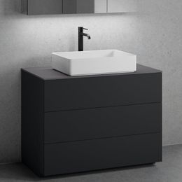 neoro n50 Unterschrank B: 100 cm mit 3 Ausz&uuml;gen, Waschtisch B: 58 cm wei&szlig; matt,, BN0065WM+BN0453BM+BN0403GR,