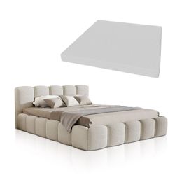 Juskys Polsterbett Catania - Bubble Design & gepolstert, inkl. Matratze - 180 x 200 cm - Beige