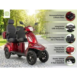 E-Seniorenmobil Vista Quarter-1L, Lithium-Akku, 4-Rad, 60V, 1000 Watt, Rot