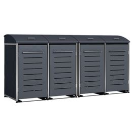DEGAMO M&uuml;lltonnenbox KIEL 278x83x136cm f&uuml;r 4x Tonne 120 und 240 Liter, Stahl anthrazit + Edelstahl