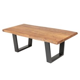 Riess Ambiente riess-ambiente Couchtisch MAMMUT - 110cm Akazie schwarzes Metallgestell 3,5cm Tischplatte Massivholz Baumstamm