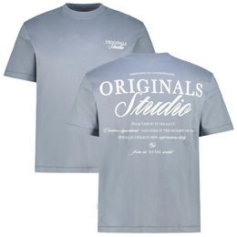 Jack & Jones Herren Gro&szlig;e Gr&ouml;&szlig;en | Jack&Jones T-Shirt mit Print auf Vorder- und R&uuml;ckseite Farbe hellgrau Gr&ouml;&szlig;e: 7XL