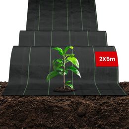 Unkrautfolie 2x5 m 90g/m&sup2; Rei&szlig;festes Gartenvlies gegen Unkraut Unkrautvlies - Gr&ouml;&szlig;e (cm): 200x500